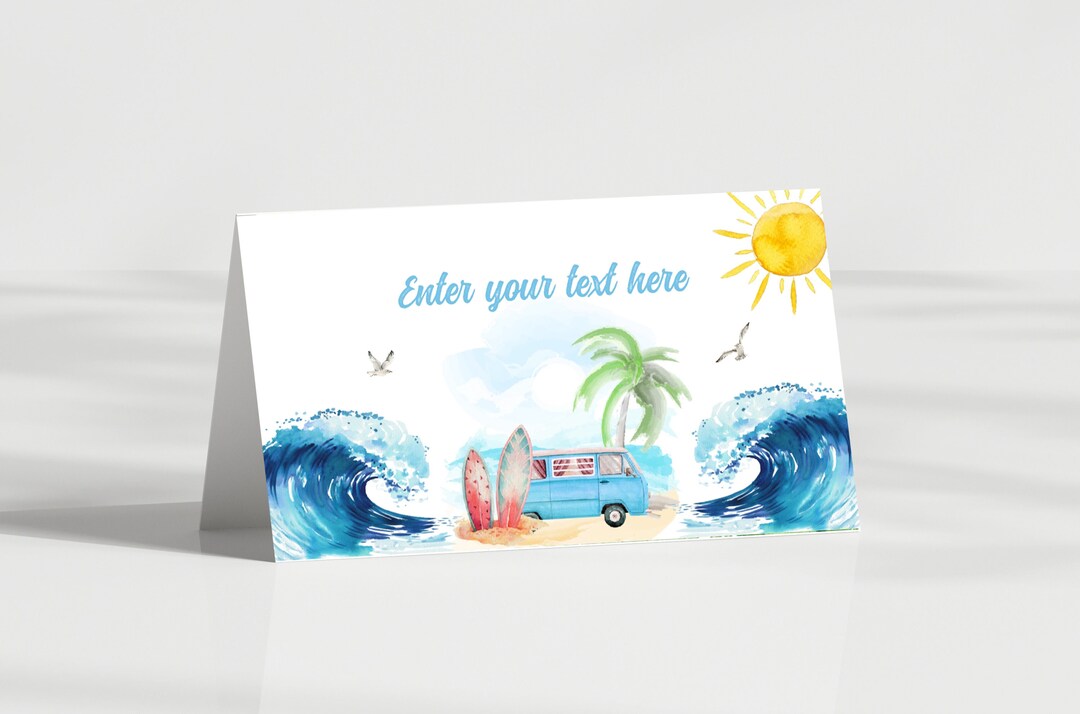 Editable Surf Party Food Tent, the Big One Birthday Party Decoration ...