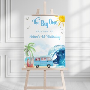 The Big One First Birthday Welcome Sign, Surf Waves 1st Birthday ...