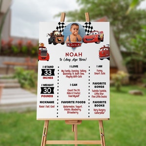 Editable Mcqueen Milestone Sign, Cars Birthday Milestone Poster, Any ...