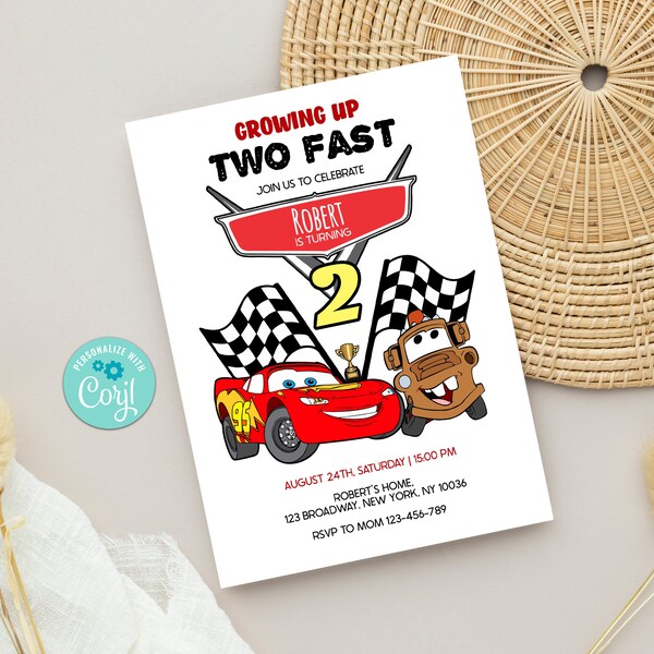 Cars Birthday Invite - Etsy