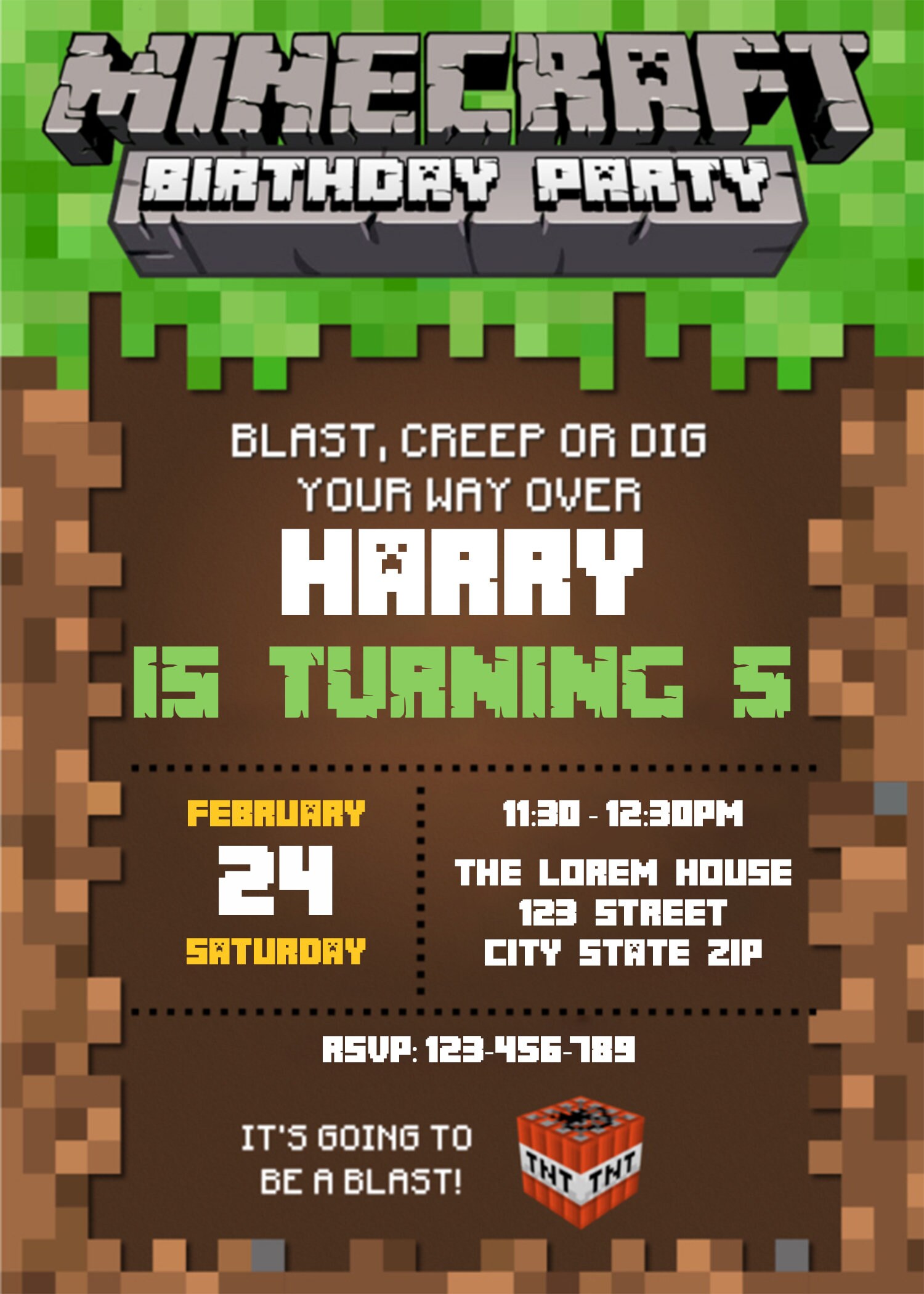 Printable Minecrafter Birthday Invitation Gamer Invitation Minecraft ...