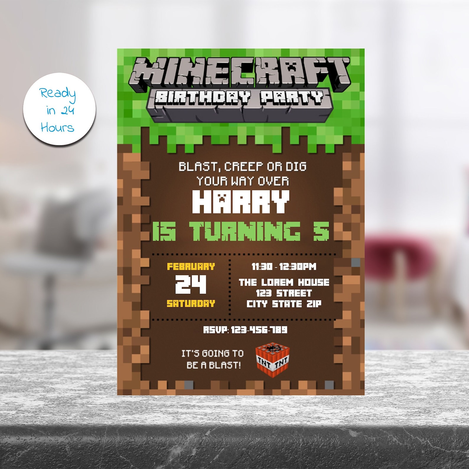 Printable Minecrafter Birthday Invitation Gamer Invitation Minecraft ...