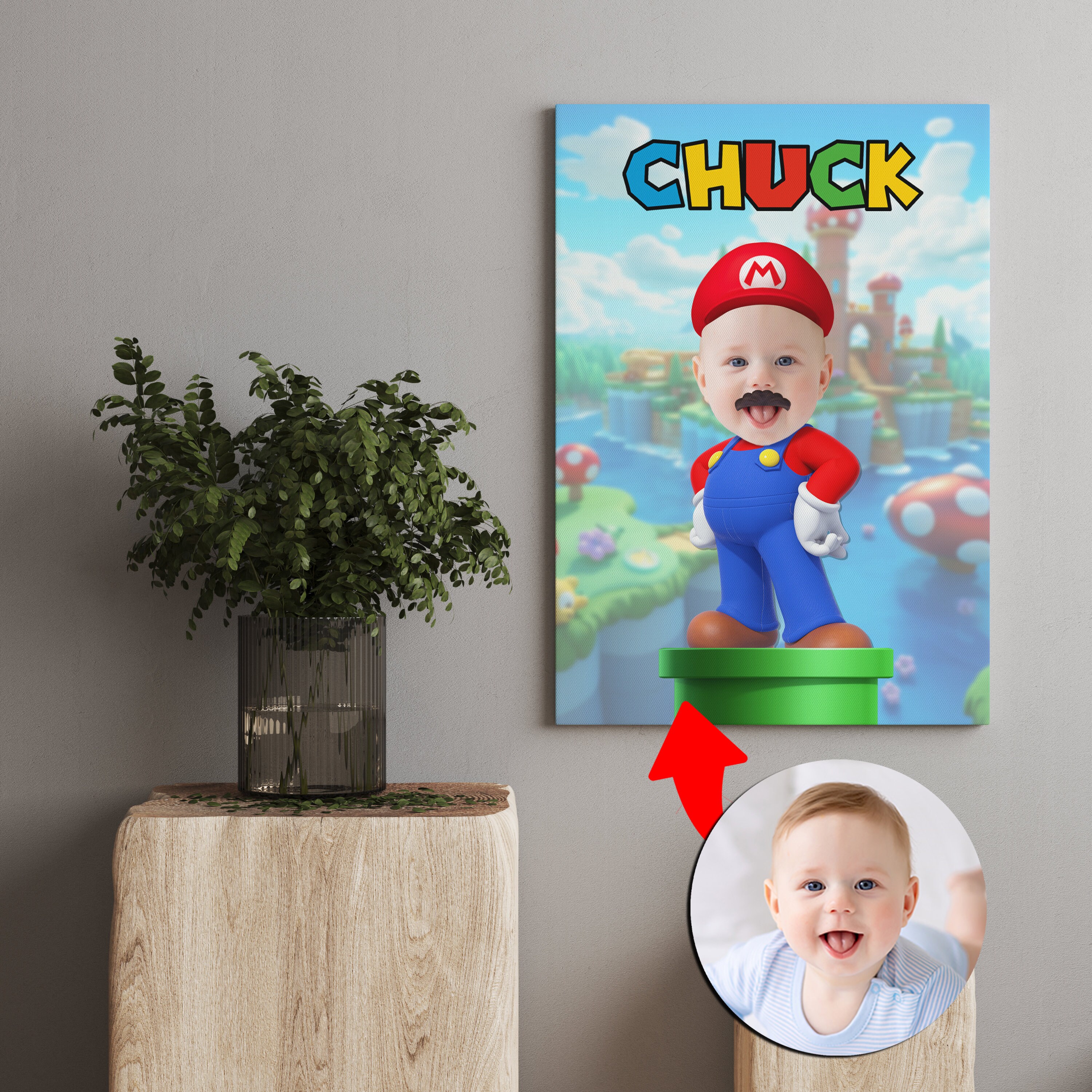 Personalized Super Mario Portrait Fun Birthday Gift Custom Super Mario ...