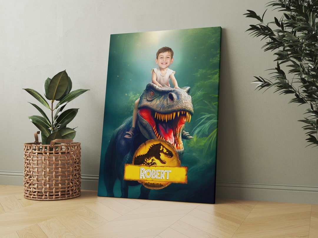 Personalized T-rex Portrait Custom Dinosaur Photo With Name Unique Gift ...