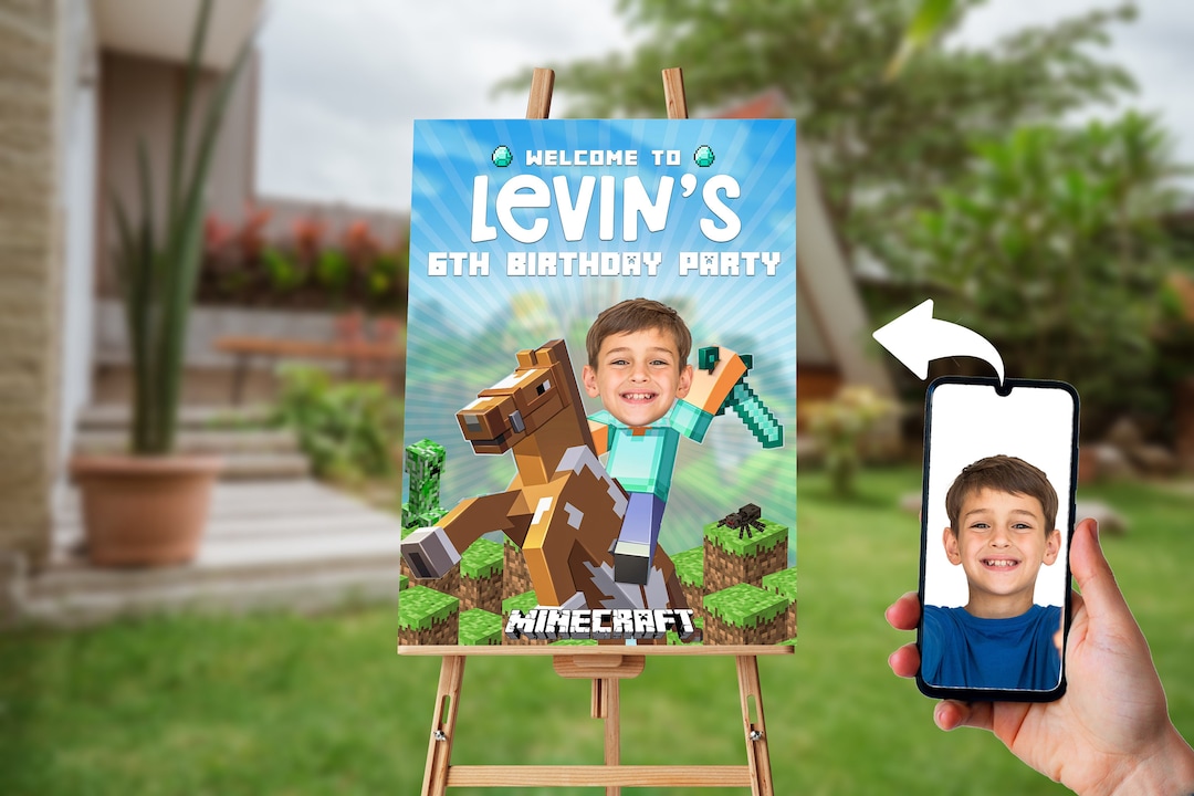 Custom Minecraft Birthday Welcome Sign Printable Personalized Minecraft ...
