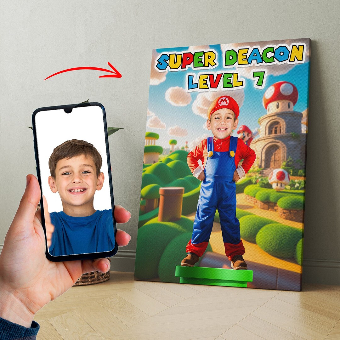 Super Mario Birthday Sign Customizable Kids Portrait & Wall Art Digital ...