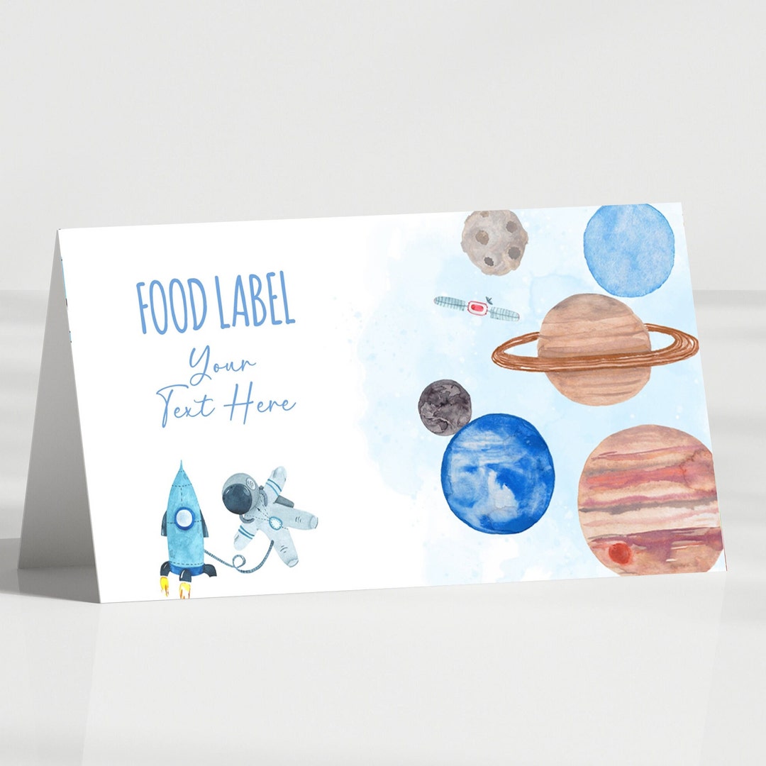 Editable Outer Space Food Tent, Astronaut Food Label, Space Birthday ...