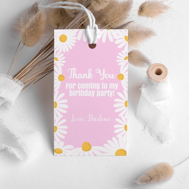 Editable Daisy Birthday Thank You Tag Daisy 1st Birthday Party Favor ...