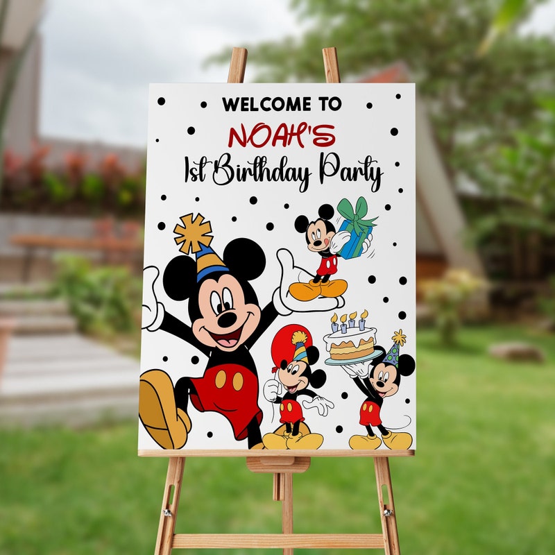 Mickey mouse birthday banner - Etsy España