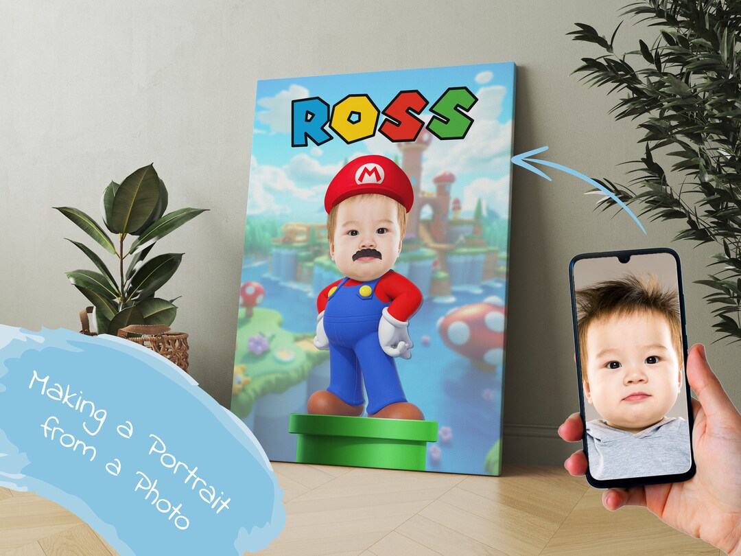 Custom Super Mario Portrait Personalized Mario Portrait Super Mario ...