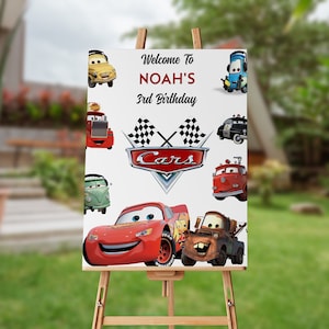 Editable Cars Welcome Sign - Lightning Mcqueen Birthday Welcome Board ...