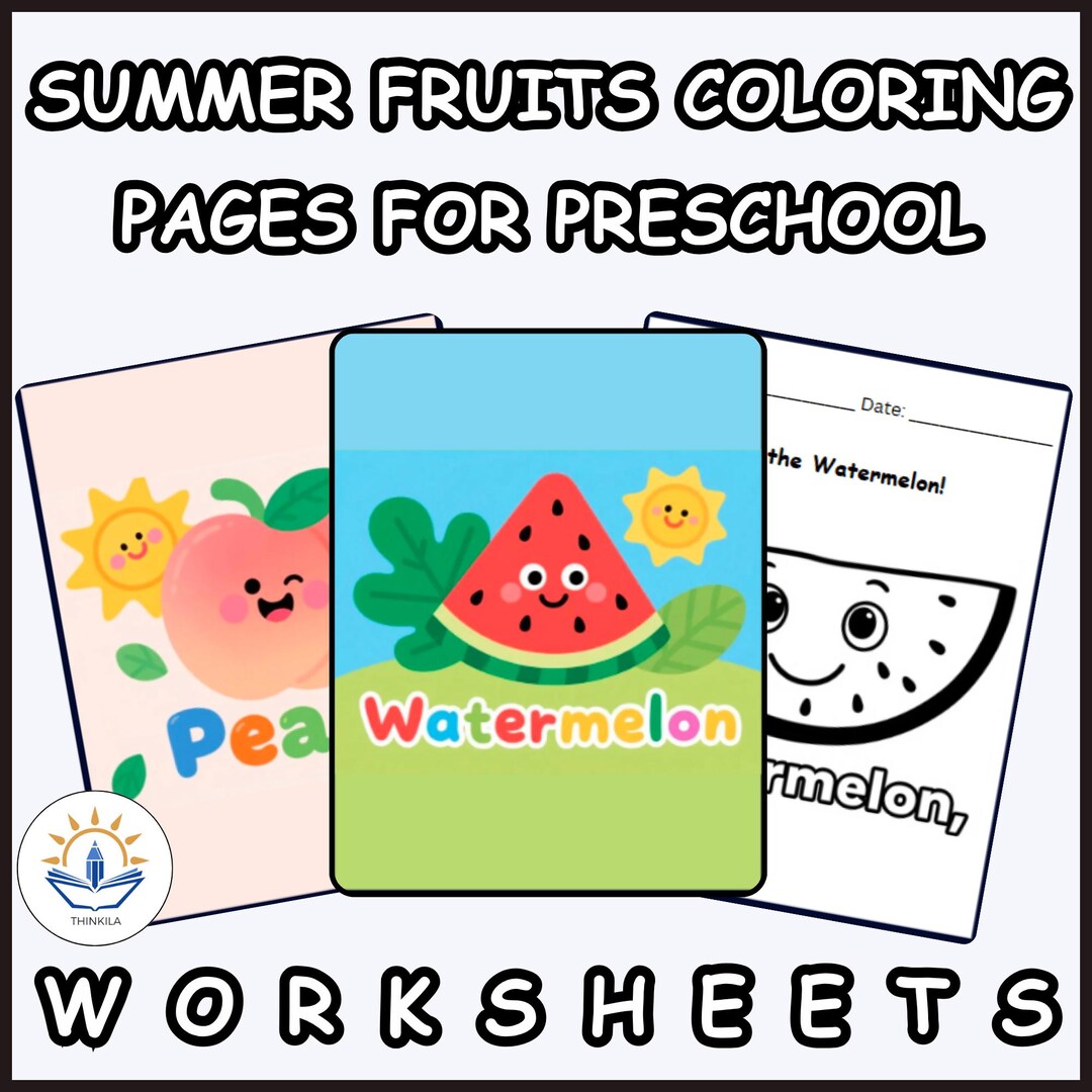 Summer Fruits Coloring Pages for Preschool | Printable Fruit Worksheets ...