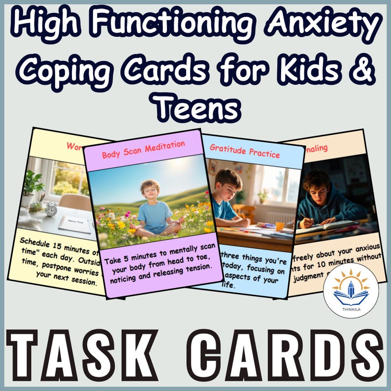 High Functioning Anxiety Coping Cards for Kids | Calm Down & SEL ...