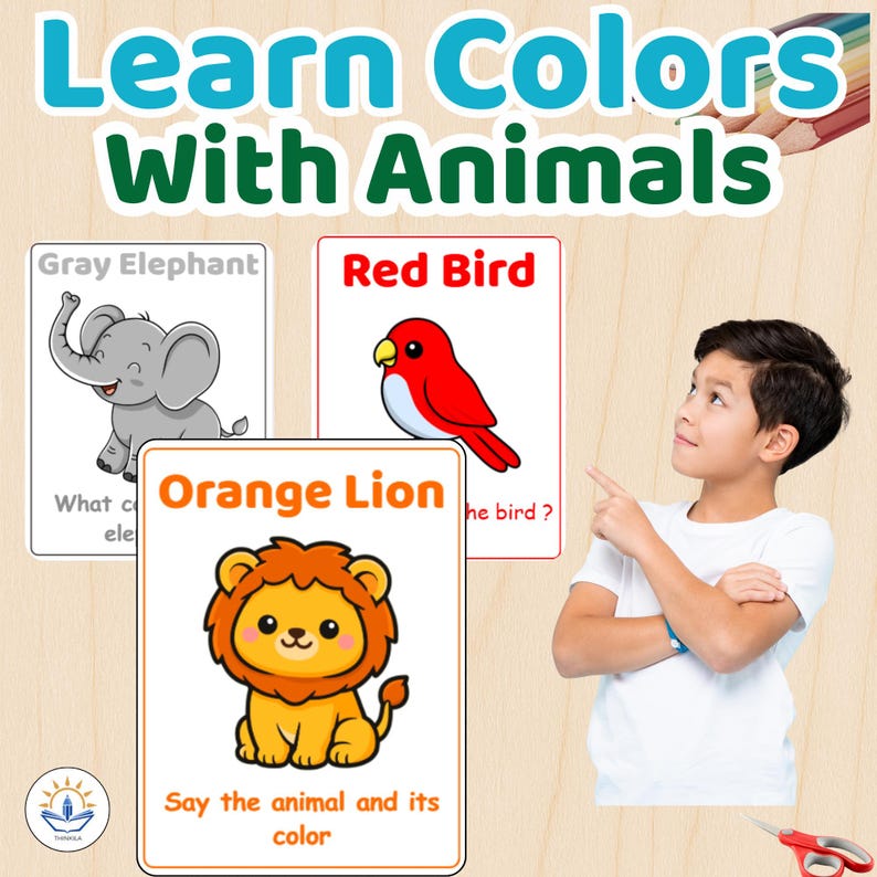 Learn Colors With Animals – Printable Color Task Cards for Preschool ...