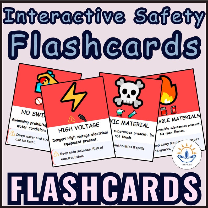 Interactive Safety Flashcards| Warning Signs for Kids | 20 Engaging ...