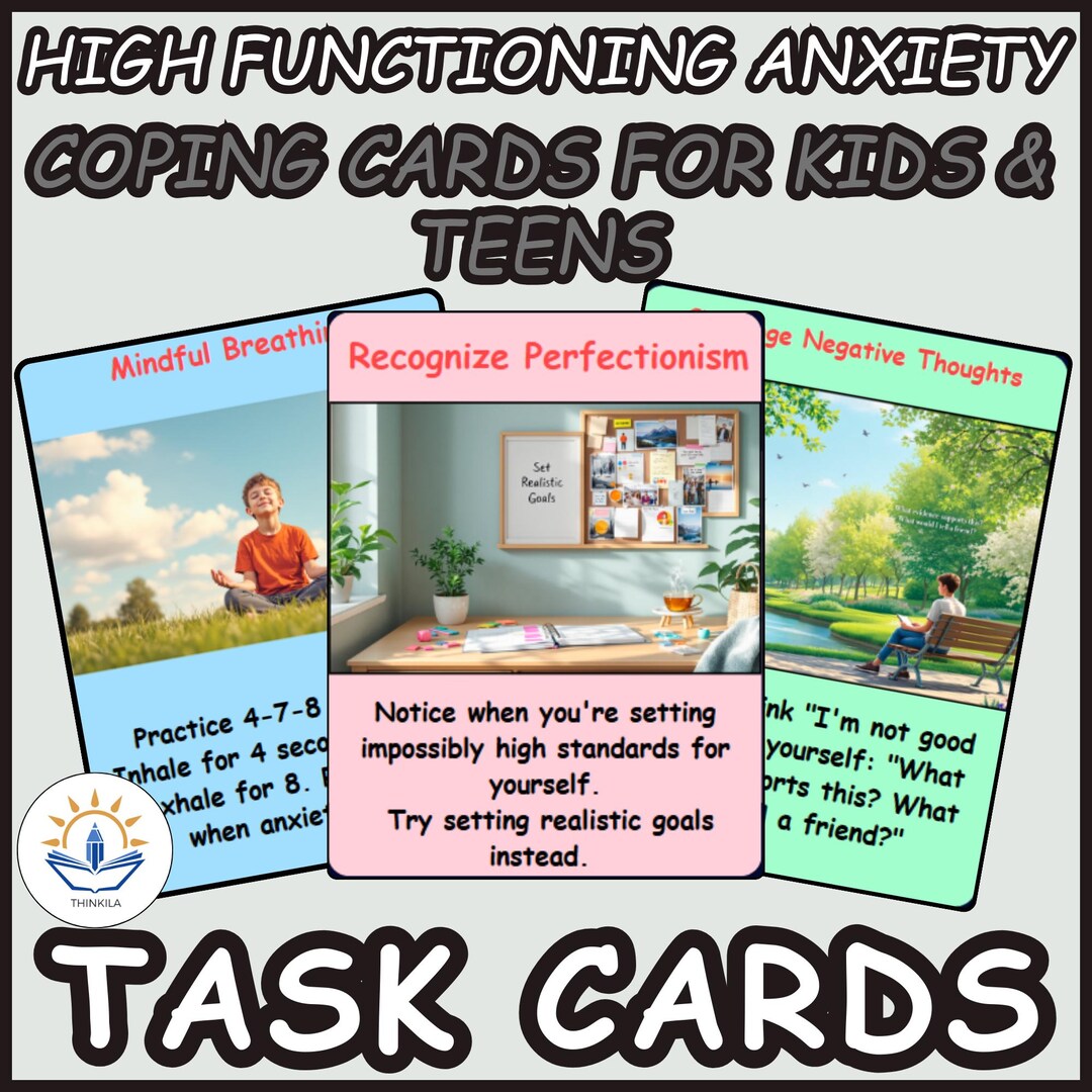 High Functioning Anxiety Coping Cards for Kids | Calm Down & SEL ...