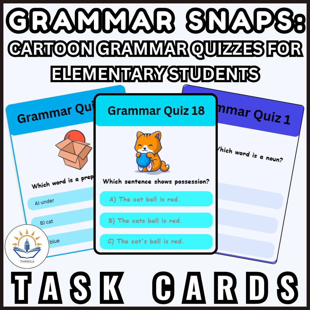 Grammar Giggles: 2nd Grade Basic Grammar Cartoon Quizzes - Etsy