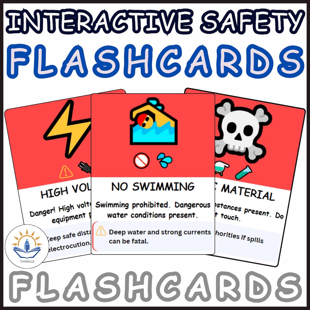 Interactive Safety Flashcards| Warning Signs for Kids | 20 Engaging ...