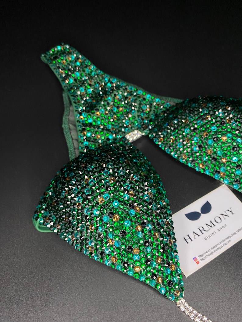 Green Crystal Bikini,figure Bikini, Bikini Suit, Competition Bikini, Wellness Competition Bikini ...