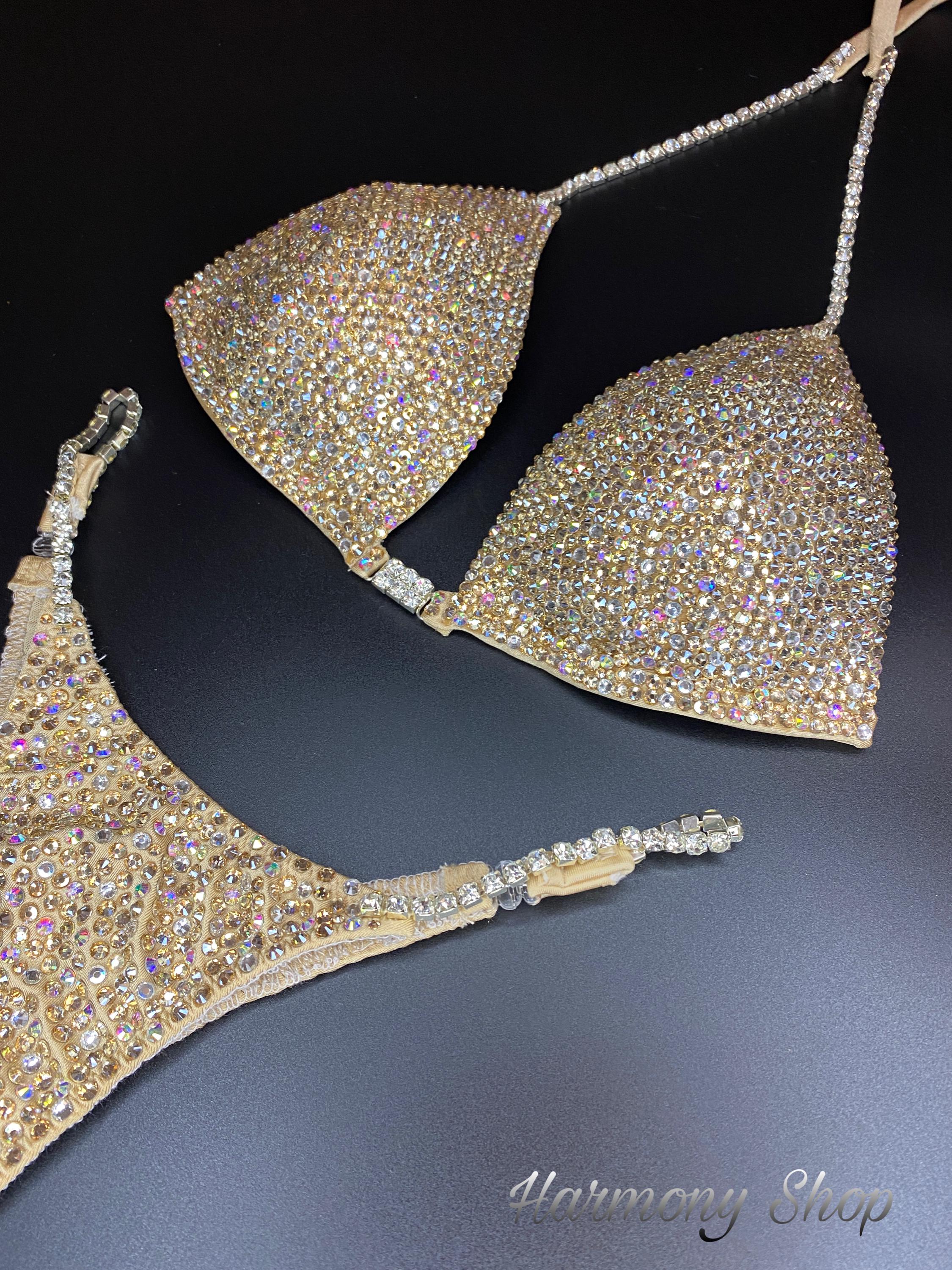 Gold Crystal Bikini,figure Bikini, Bikini Suit, Competition Bikini, Wellness Competition Bikini ...