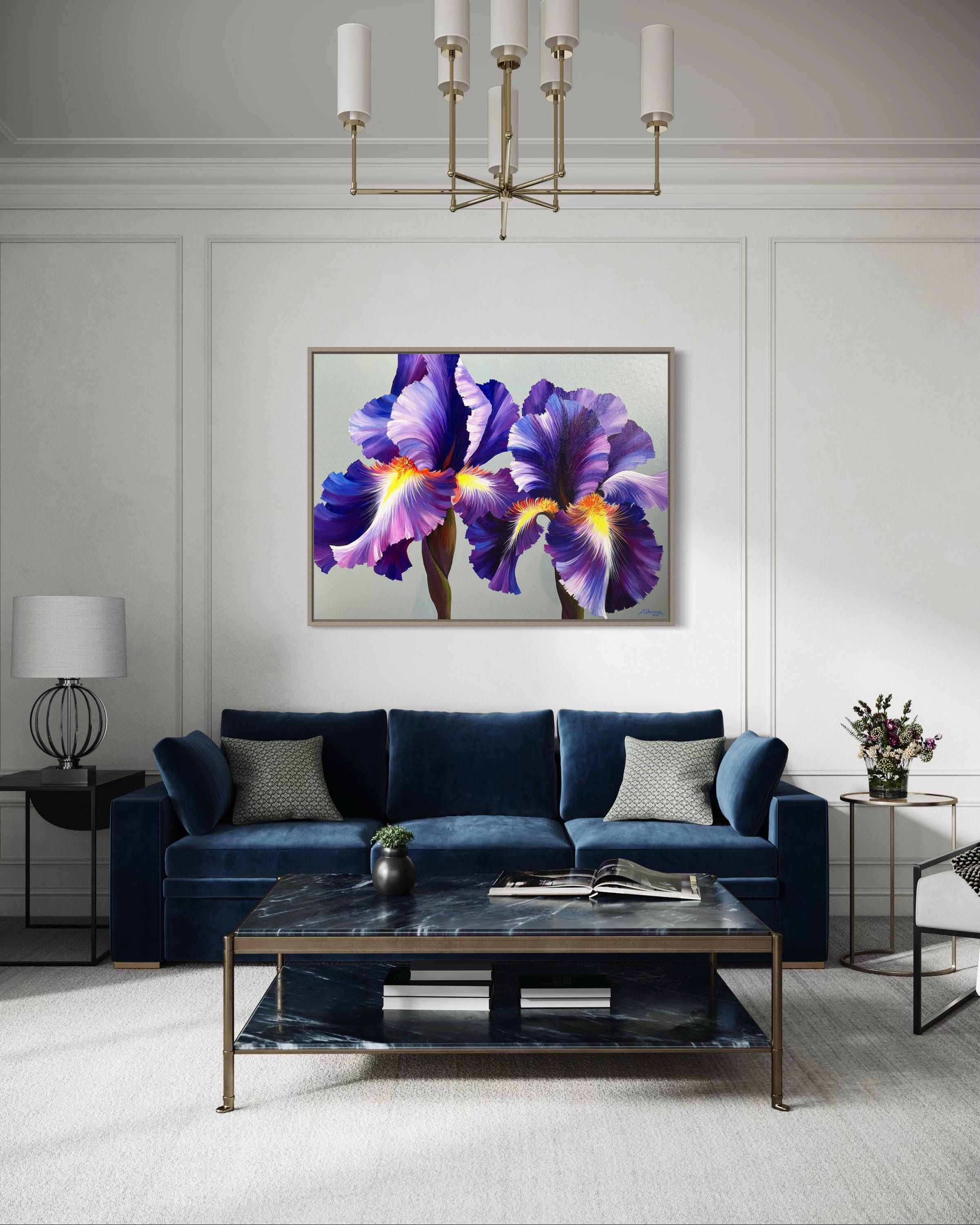 Purple Irises on Canvas,realistic Irises,flowers Acrylic Painting ...