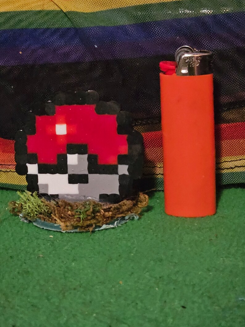 Pokemon Standing 8bit Pokeball Figure on a Real Moss Disc Choose Your ...