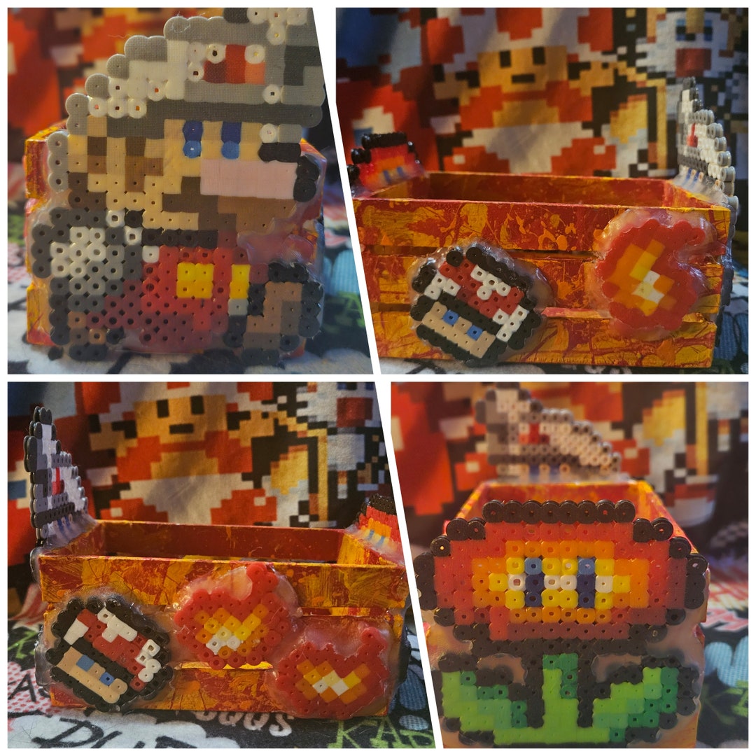 Super Mario Wooden Decor Desk Organizer Fire Mario taking Custom ...