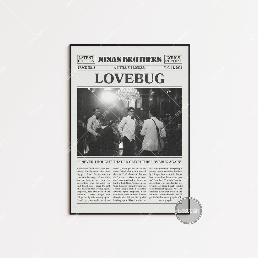 Jonas Brothers Newspaper Print, Lovebug Poster, Lovebug Lyrics Print ...