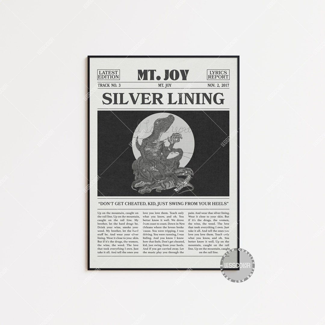 Mt. Joy Retro Newspaper Print, Silver Lining Poster, Silver Lining ...