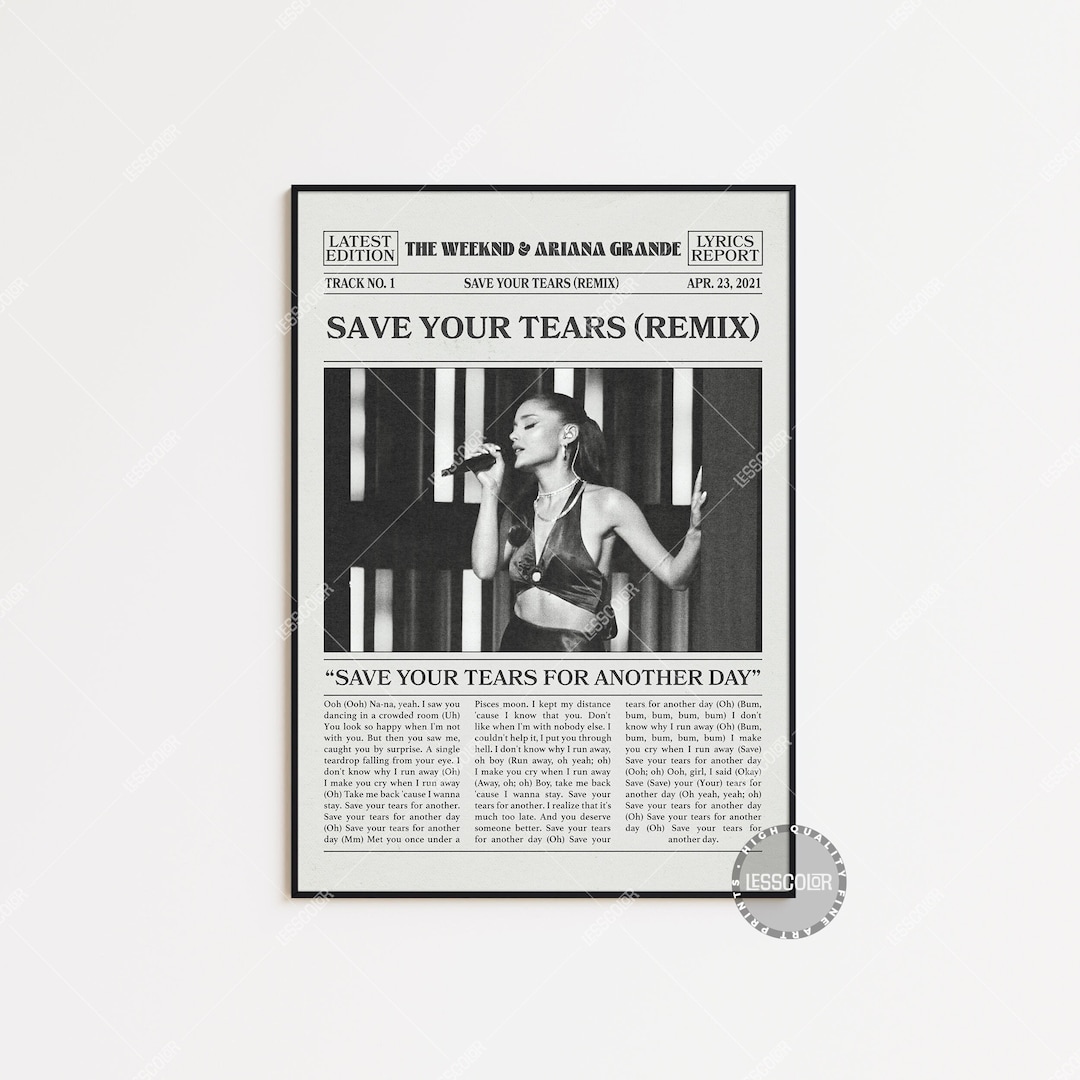 The Weeknd and Ariana Grande Retro Newspaper Print, Save Your Tears ...
