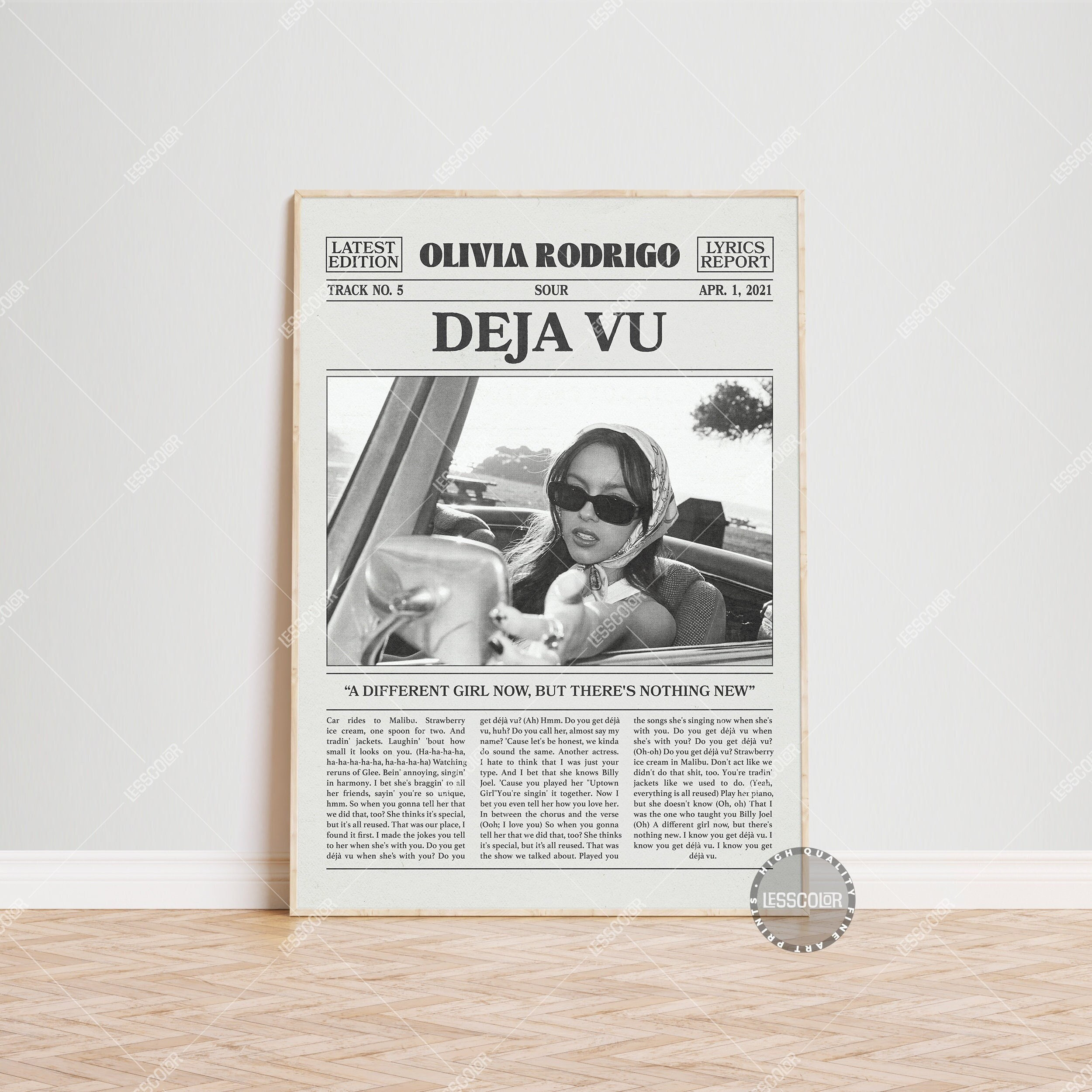 Olivia Rodrigo Retro Newspaper Print, Deja Vu Poster, Deja Vu Lyrics ...