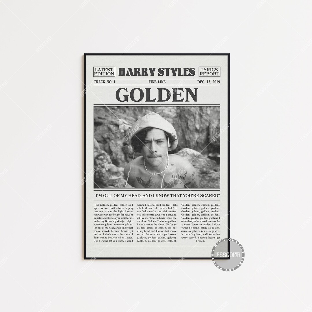 Harry Styles Retro Newspaper Print, Golden Poster, Golden Lyrics Print ...