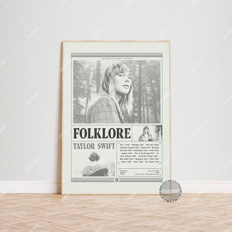 Taylor Swift Posters / Folklore Poster / Album Cover Poster, Poster ...
