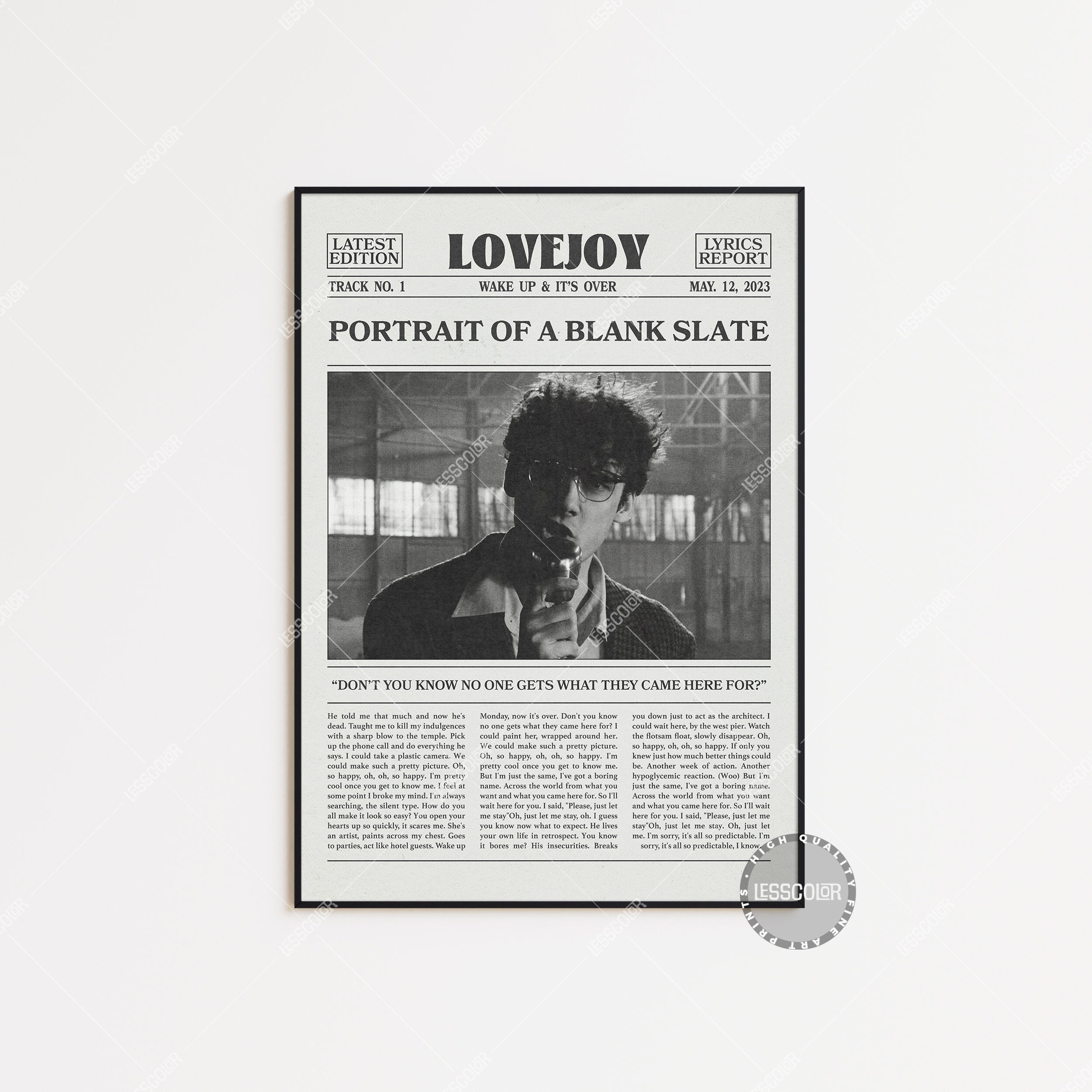 Lovejoy Retro Newspaper Print, Portrait of a Blank Slate Poster ...