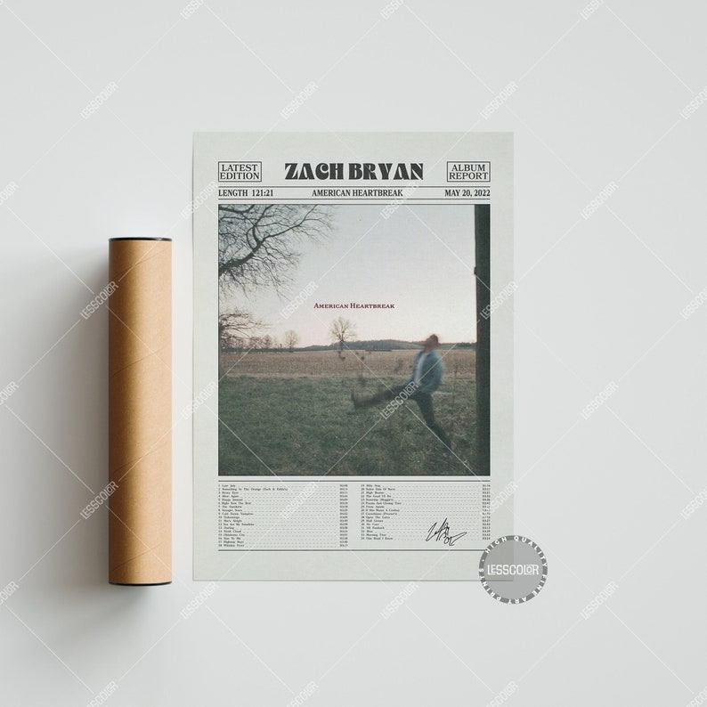 Zach Bryan Retro Newspaper Print, American Heartbreak Poster, Zach ...