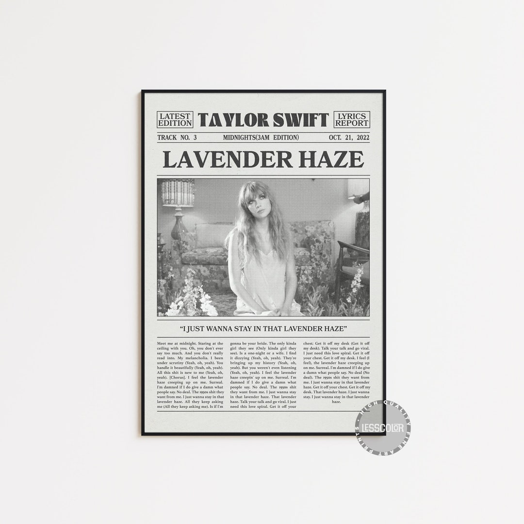 Taylor Swift Retro Newspaper Print, Lavender Haze Poster, Lavender Haze ...