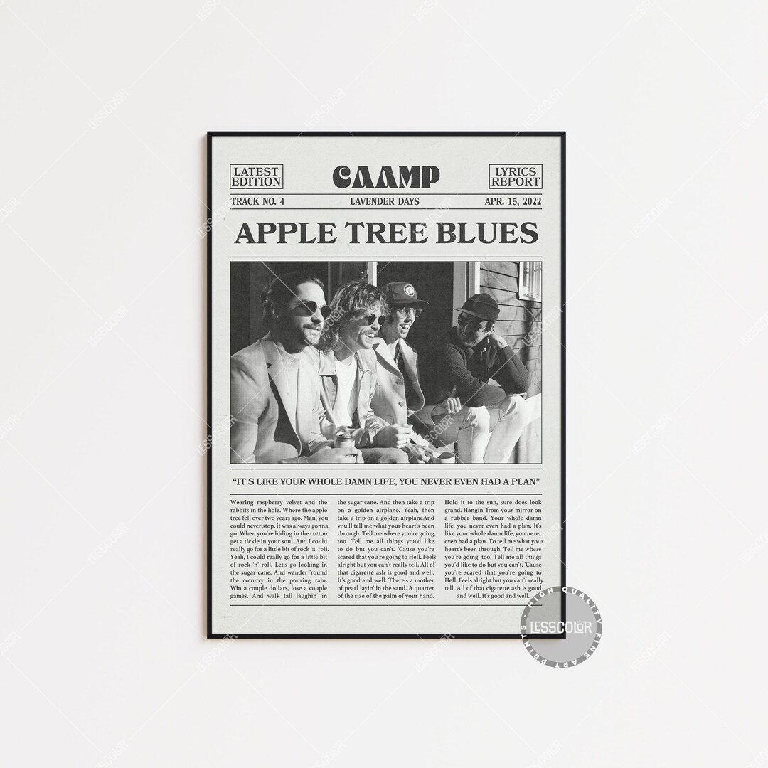 Caamp Newspaper Print, Apple Tree Blues Poster, Apple Tree Blues Lyrics ...
