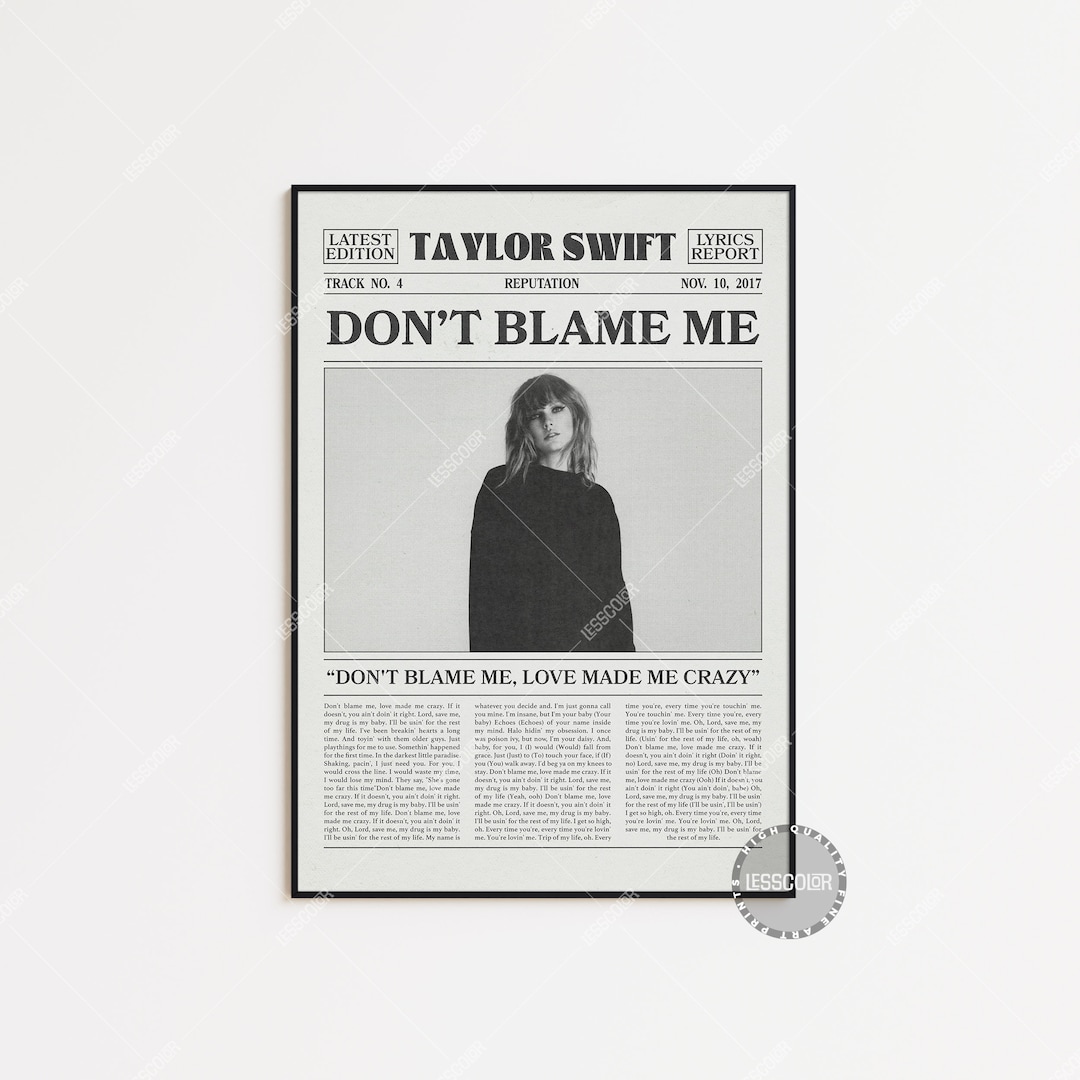 Taylor Swift Retro Newspaper Print, Dont Blame Me Poster, Dont Blame Me ...