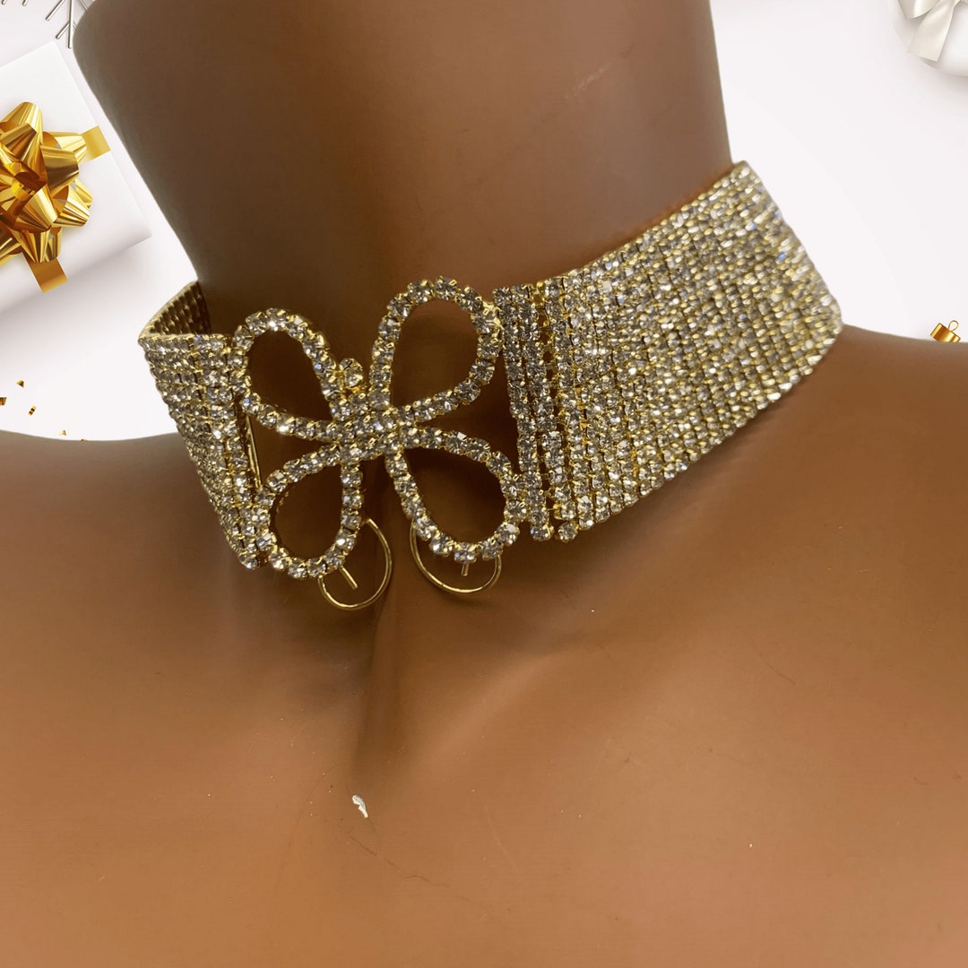 Duchess Choker Crystal Metal Mesh Y2K Diamond Accessory Rhinestone ...