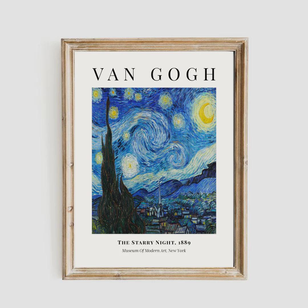 Vincent Van Gogh - the Starry Night Print - Museum Exhibition Poster - Etsy