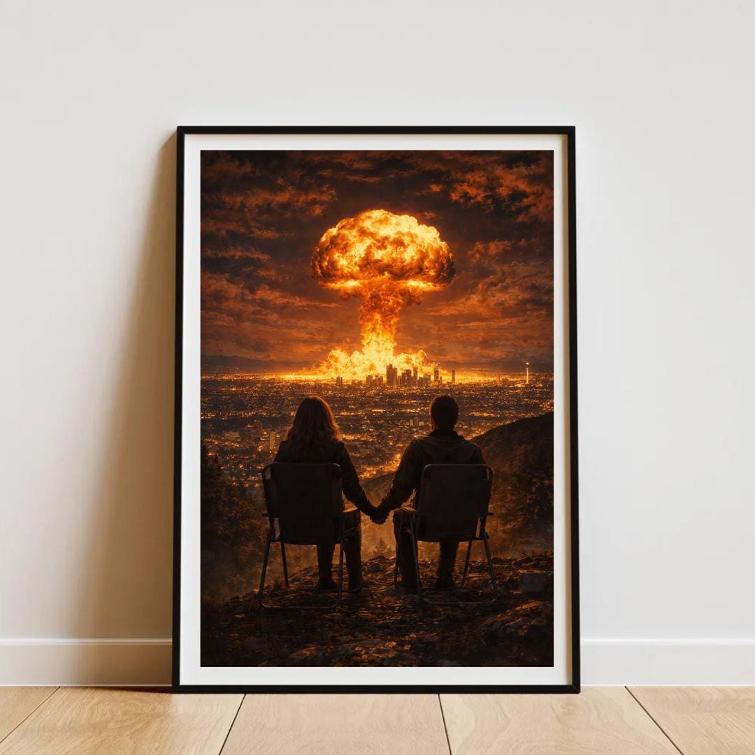 Apocalyptic Love Poster - Atomic Bomb Mushroom Print - Fallout Wall Art ...