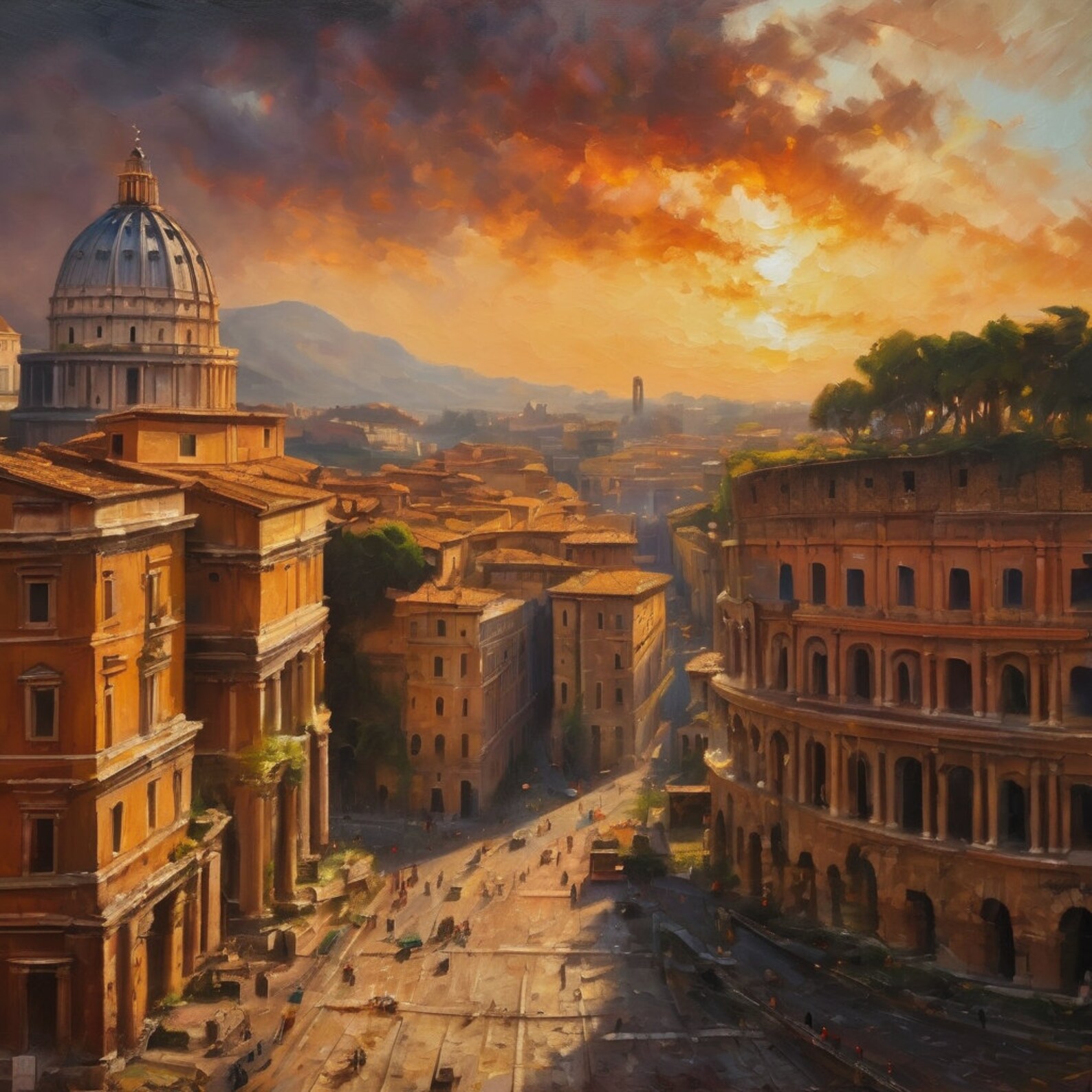 Eternal Majesty: A Digital Ode to the Colosseum in Rome | Oil Painting ...