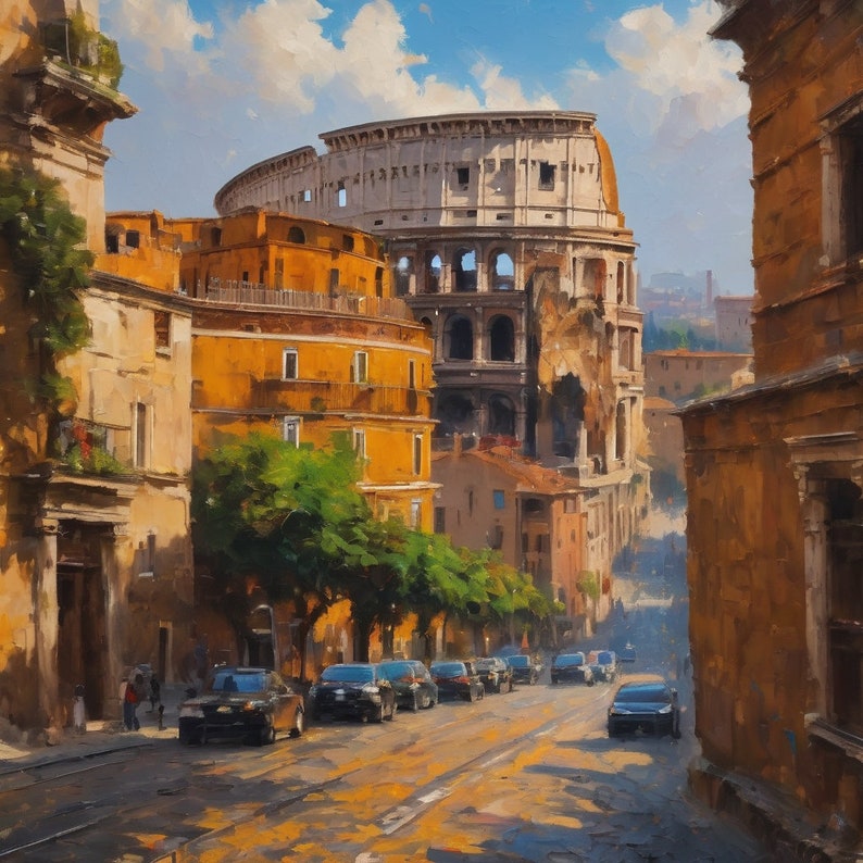 Eternal Majesty: A Digital Ode to the Colosseum in Rome | Oil Painting ...
