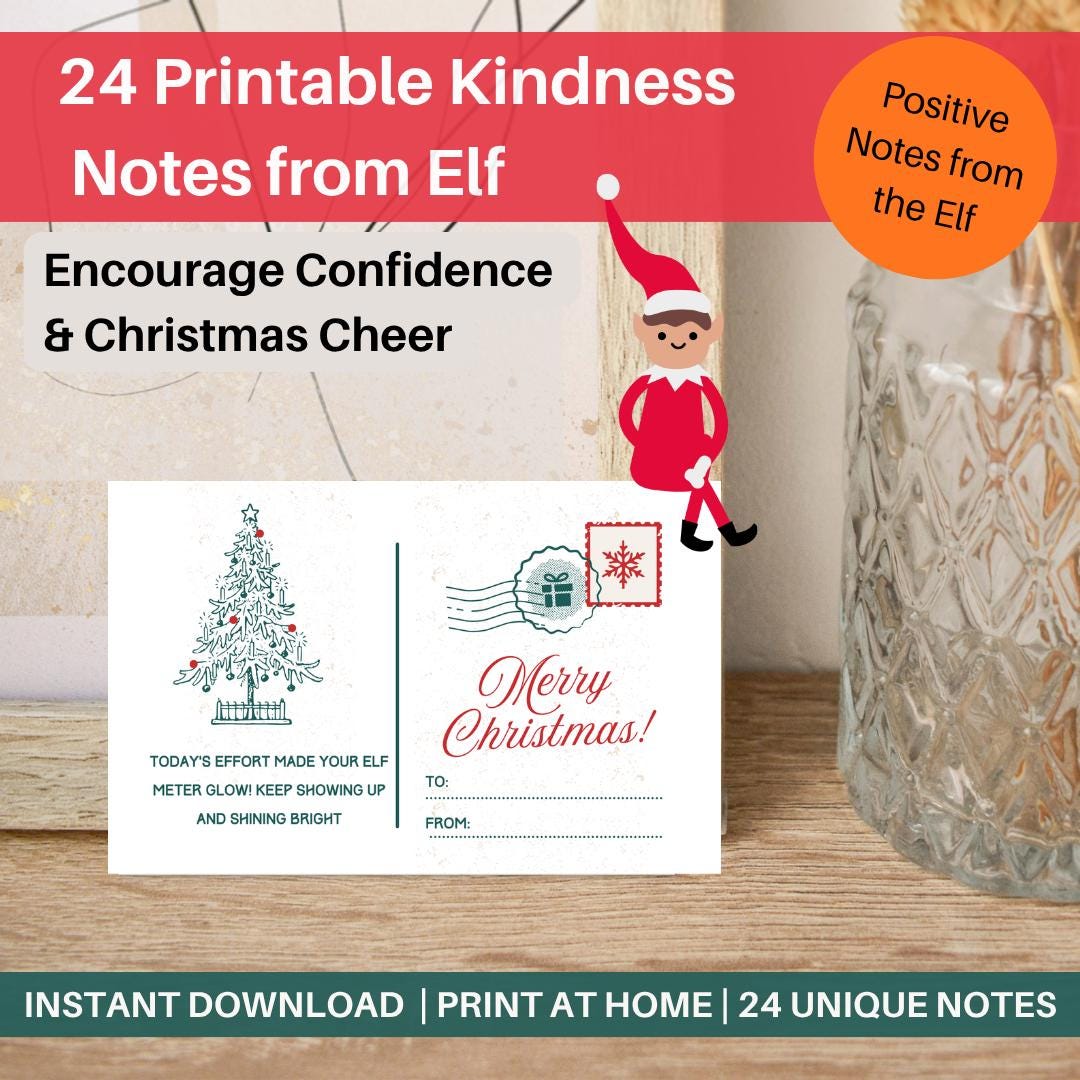 24 Elf Kindness Cards Printable | Positive Notes From Elf ...