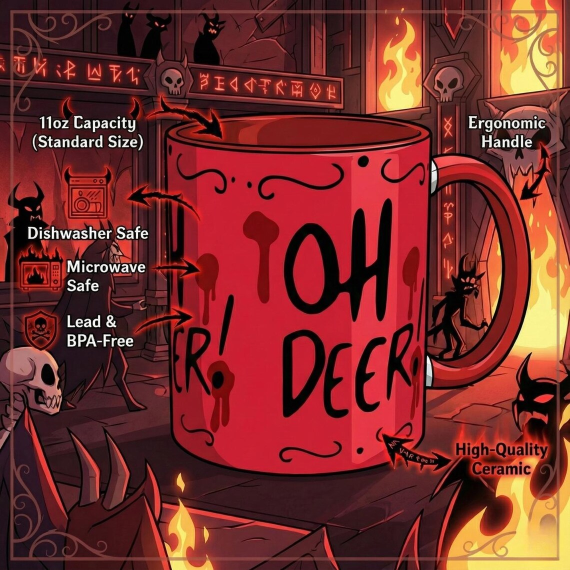 OH DEER Coffee Mug: Hazbin Hotel Alastor Fan Gift 11oz Mug - Etsy
