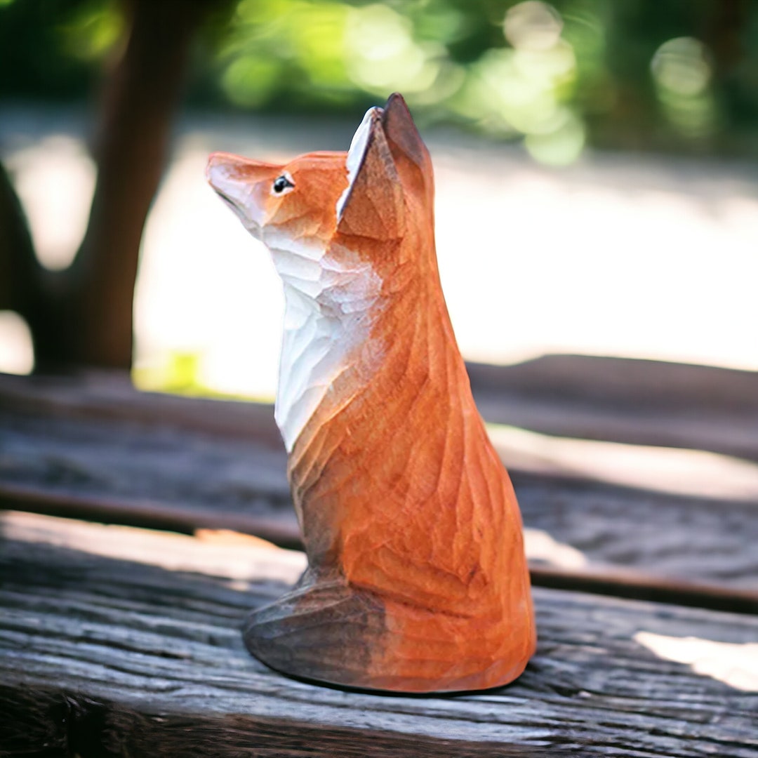 Home Decor, Wooden Fox, Wooden Fox Sculpture, Fox Ornaments, Handmade ...