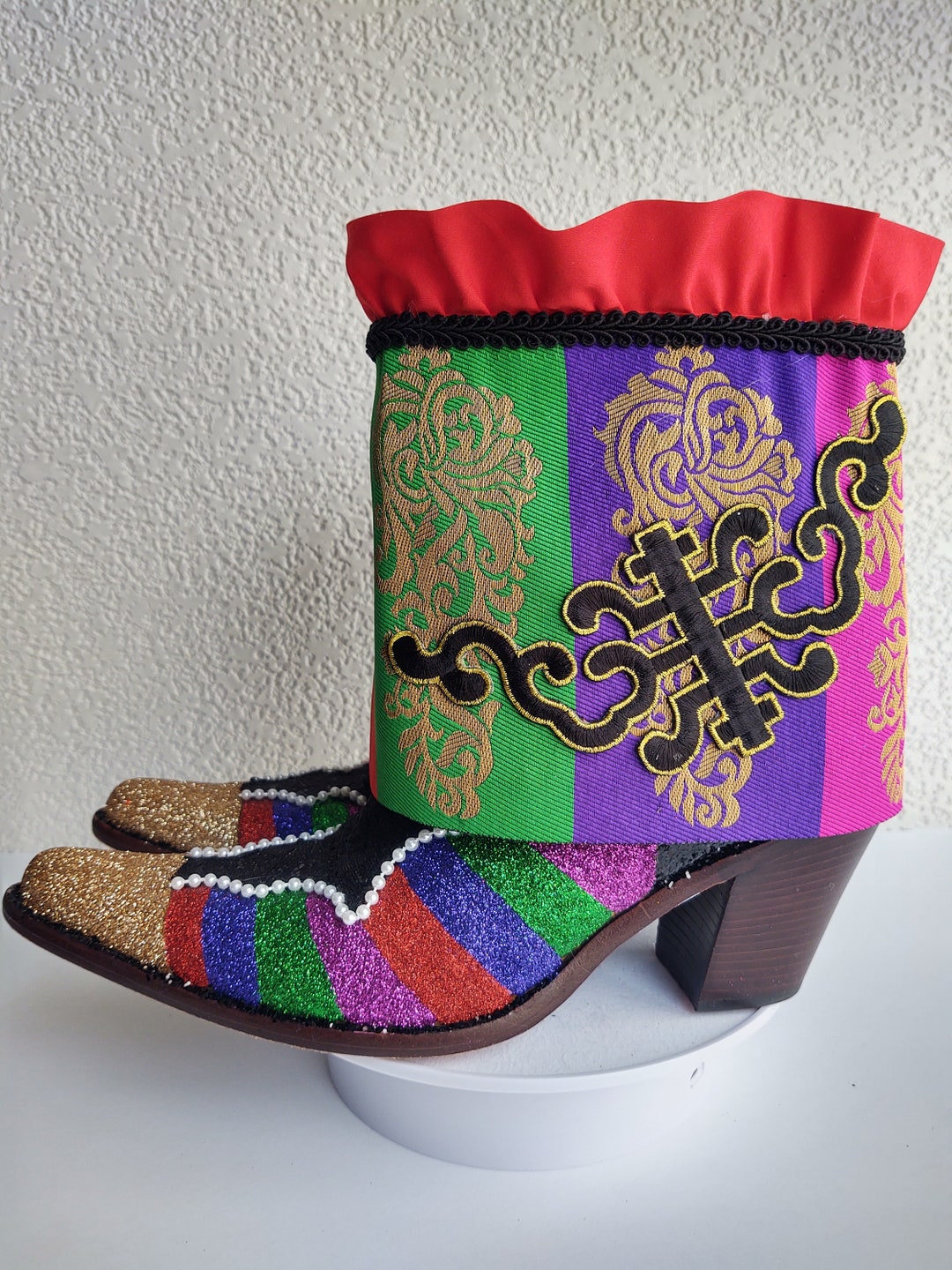 Multicolored Upcycled Western Cowboy Boots Size 9.5 - Etsy