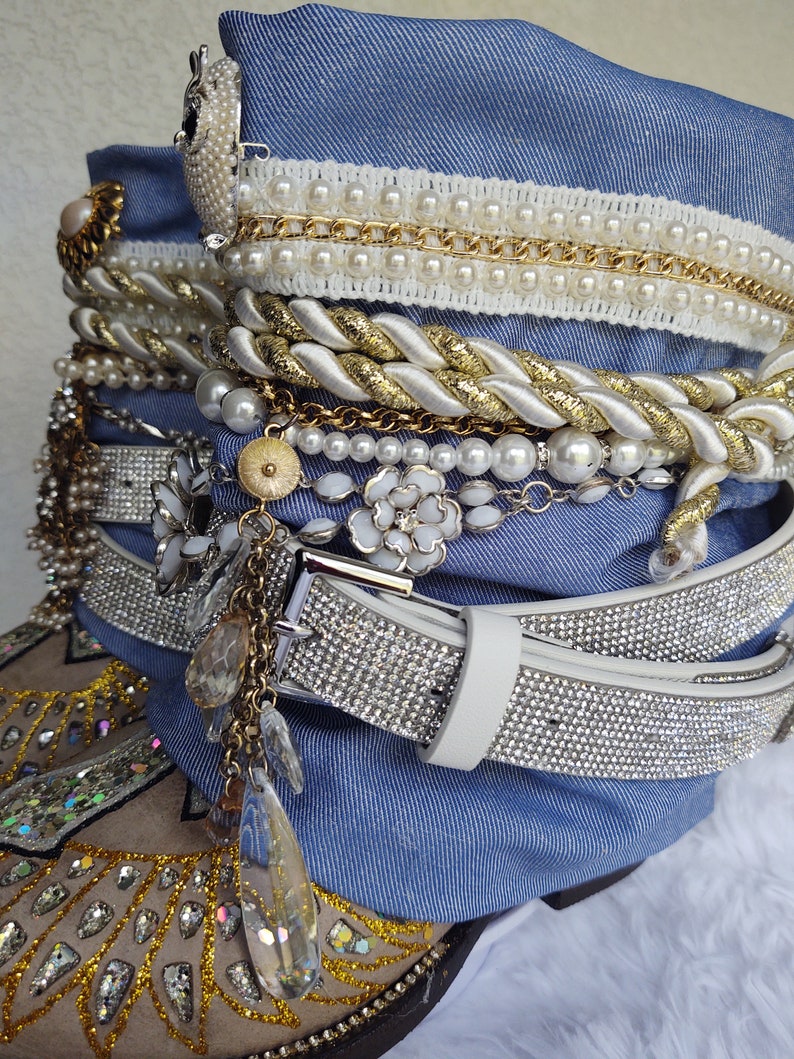 Bling Boho Upcycled Western Cowboy Boots Size 6 - Etsy
