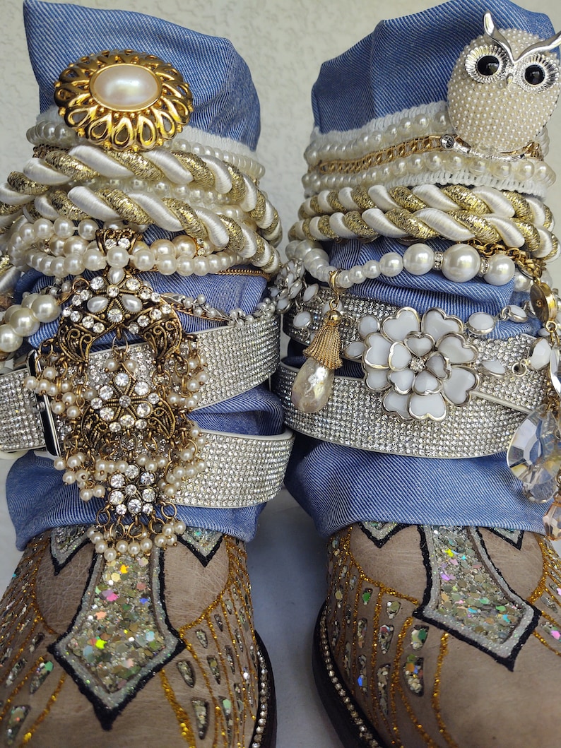 Bling Boho Upcycled Western Cowboy Boots Size 6 - Etsy