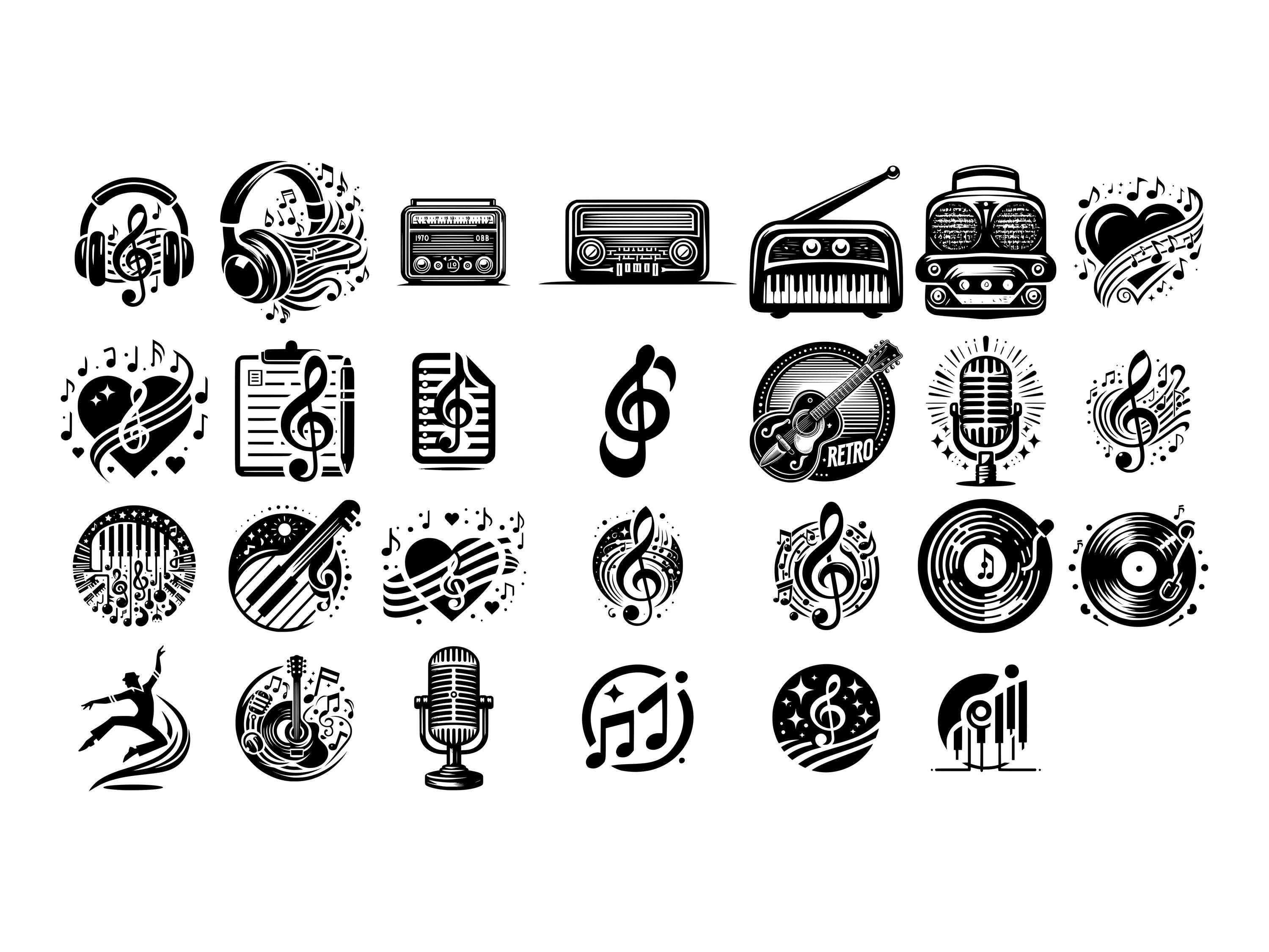 110 Retro Music Design SVG Bundle: Disco & Dance Clipart (PNG, PDF) - Etsy